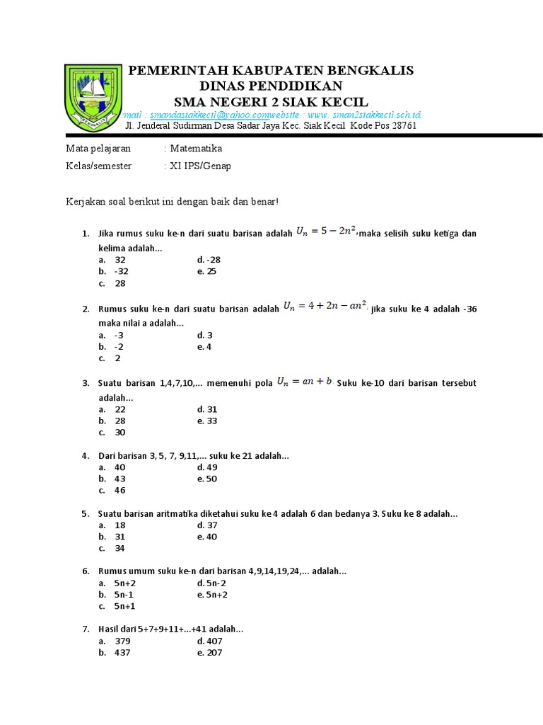Soal Matematika Wajib Kelas Xi | PDF