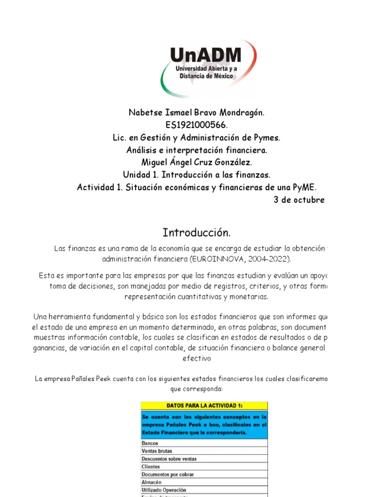 Gaif U1 A1 Nabm | PDF | Contabilidad | Estado financiero