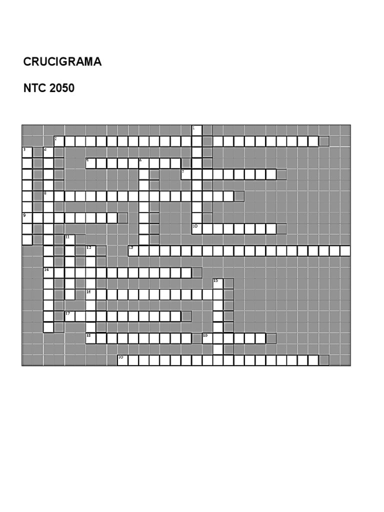 Crucigrama NTC2050 | PDF | Ingenieria Eléctrica | Corriente eléctrica