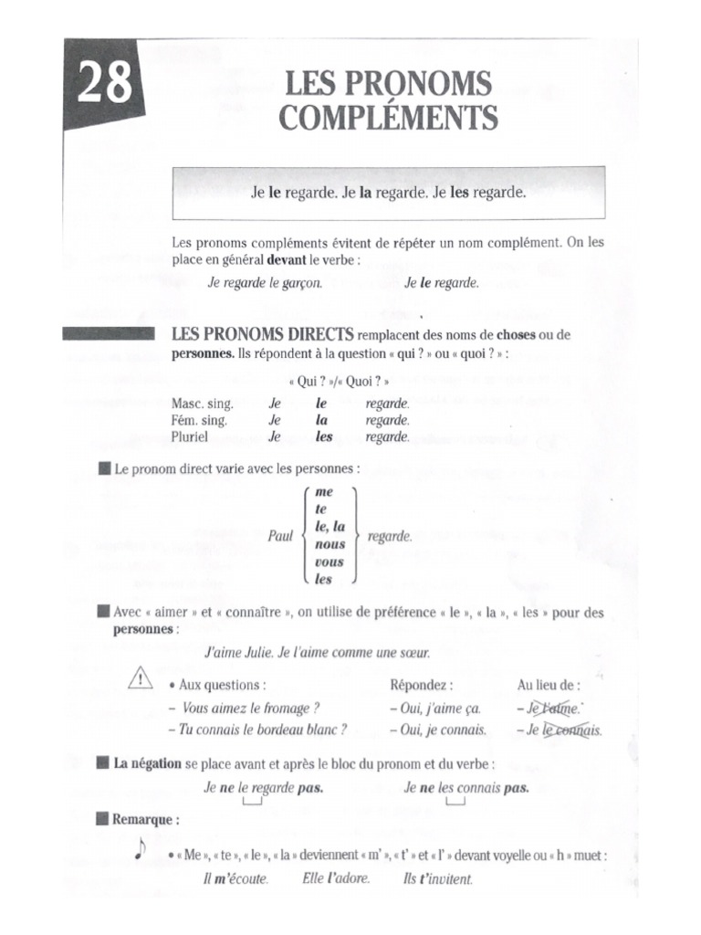 Les Pronoms Complements | PDF