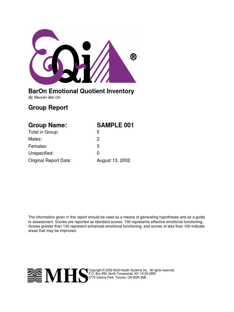 Bar On Emotional Quotient Inventory | PDF | Optimism | Empathy