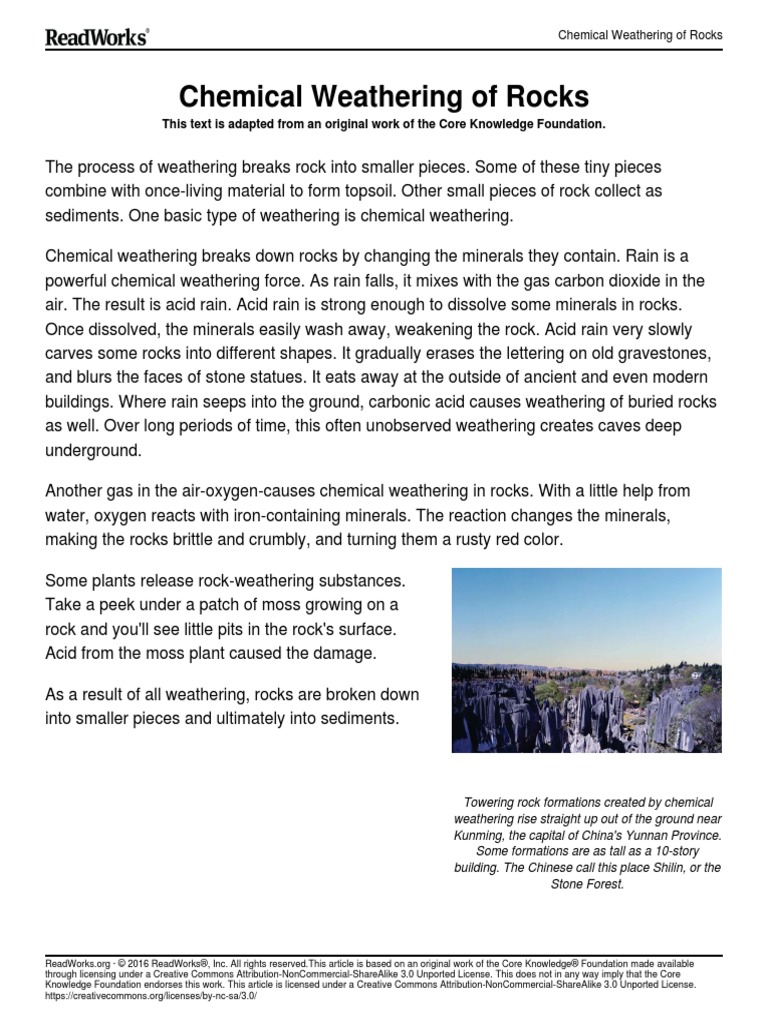 Chemical Weathering of Rocks | Download Free PDF | Weathering | Rock ...
