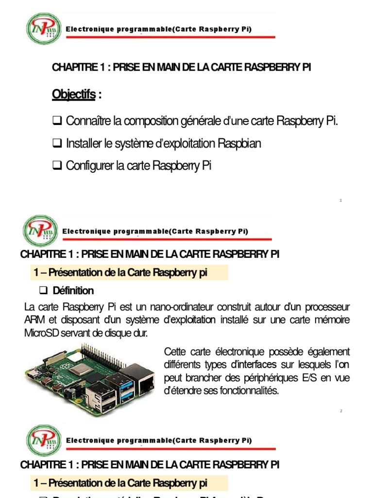 Chapitre 1 Electronique Programmable (Carte Raspberry Pi) | PDF | Tarte ...