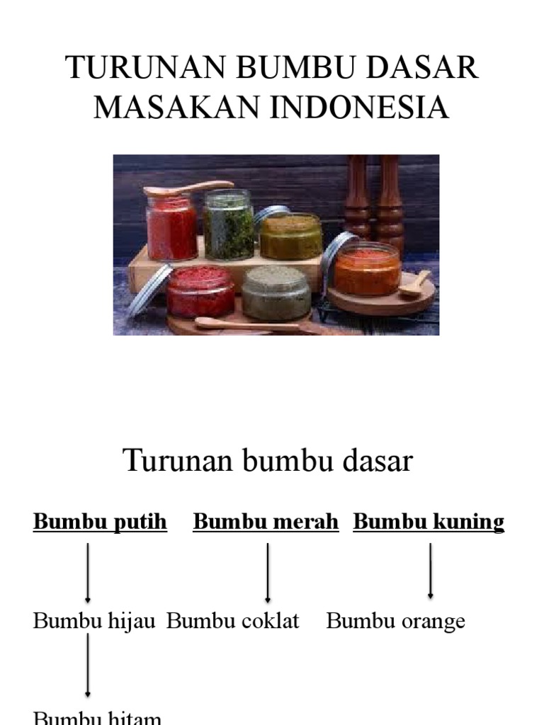 Bumbu Dasar dan Turunannya untuk Masakan Indonesia | PDF