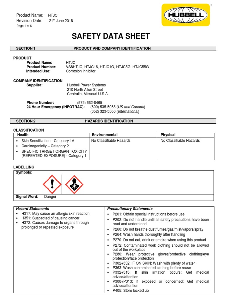 VS8HTJC SDS | Download Free PDF | Toxicity | Carcinogen