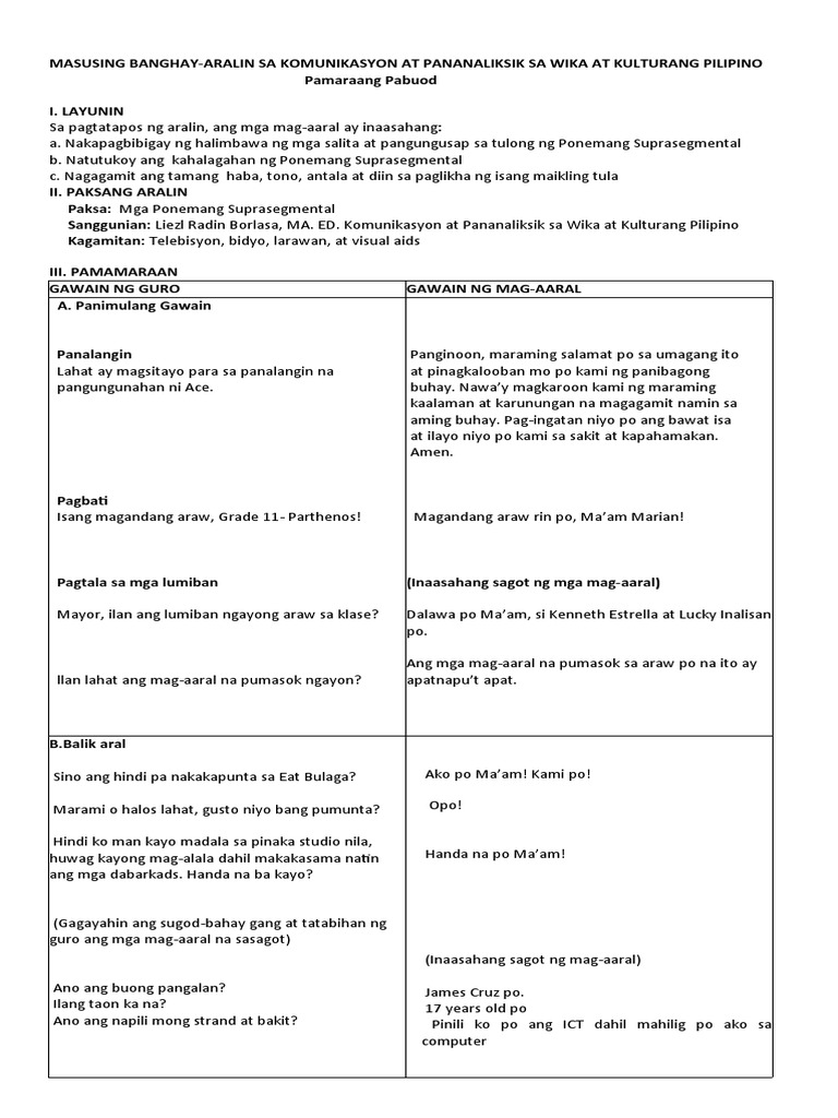 Ybanez Marian - Lesson Plan | PDF