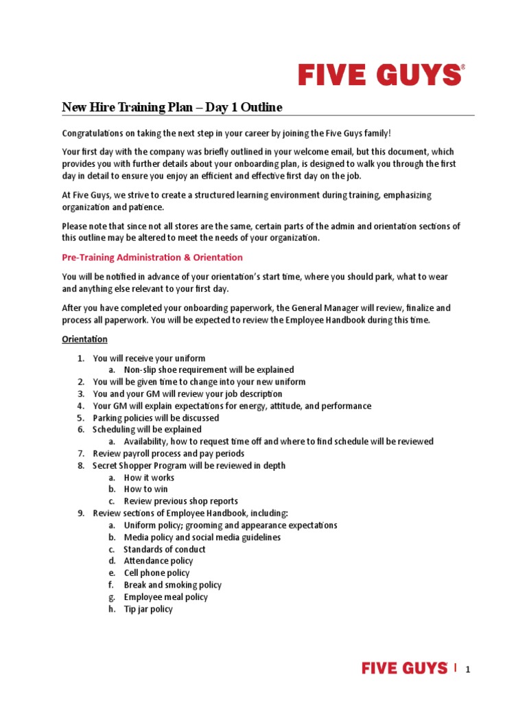 Day 1 Training Plan Onboarding Edition | PDF | Business