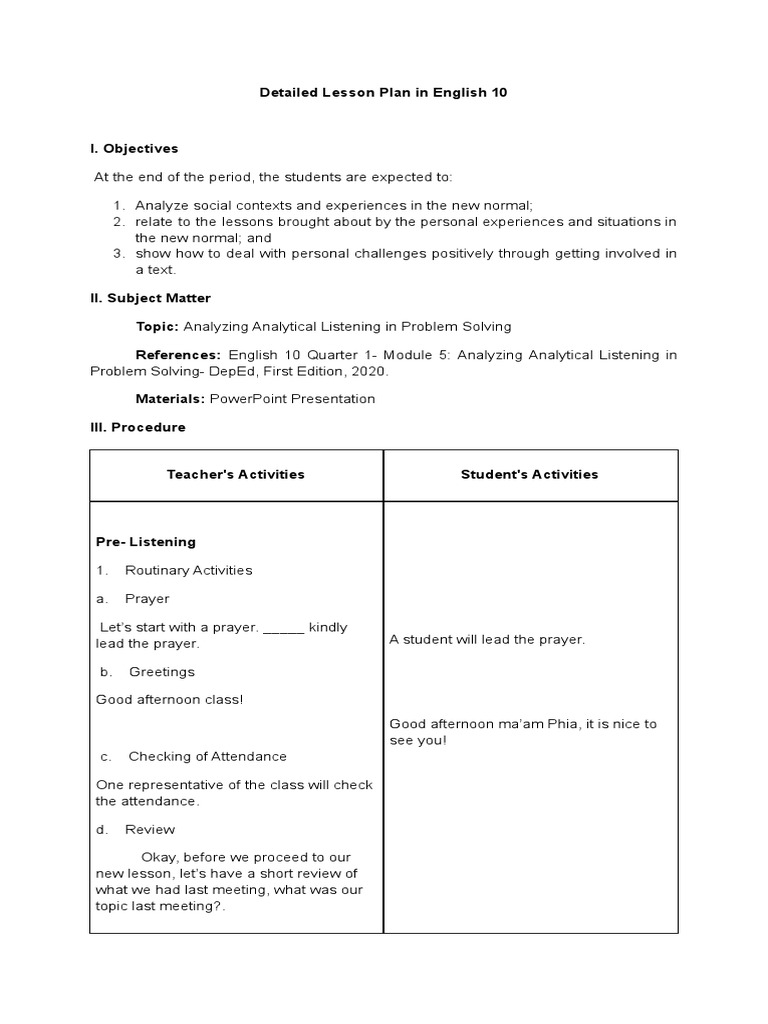 Employing Analytical Listening in Problem Solving | PDF | Experience ...