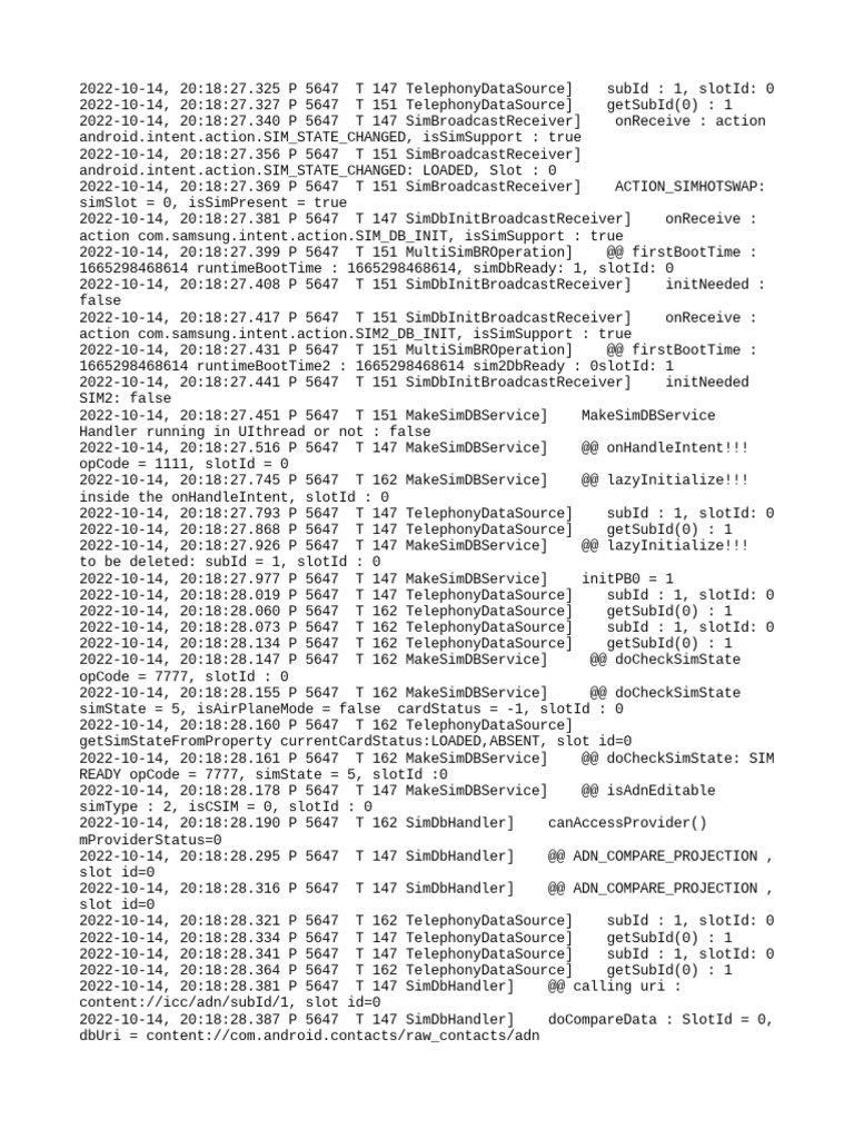Log Analysis SIM Slot Configuration | PDF