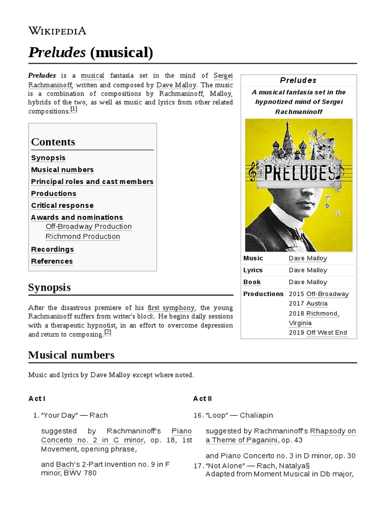 Preludes (Musical) | PDF | Performing Arts | Theatre