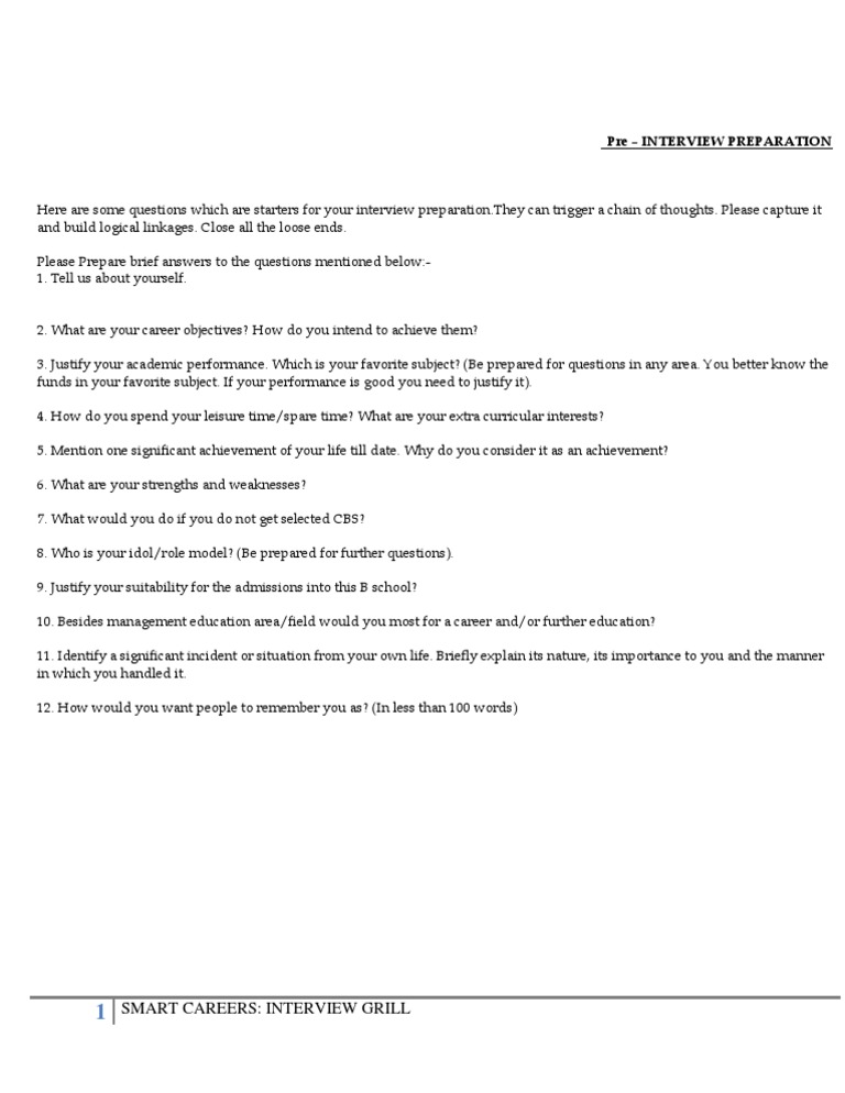 Essential Interview Prep Questions | PDF | Cognition