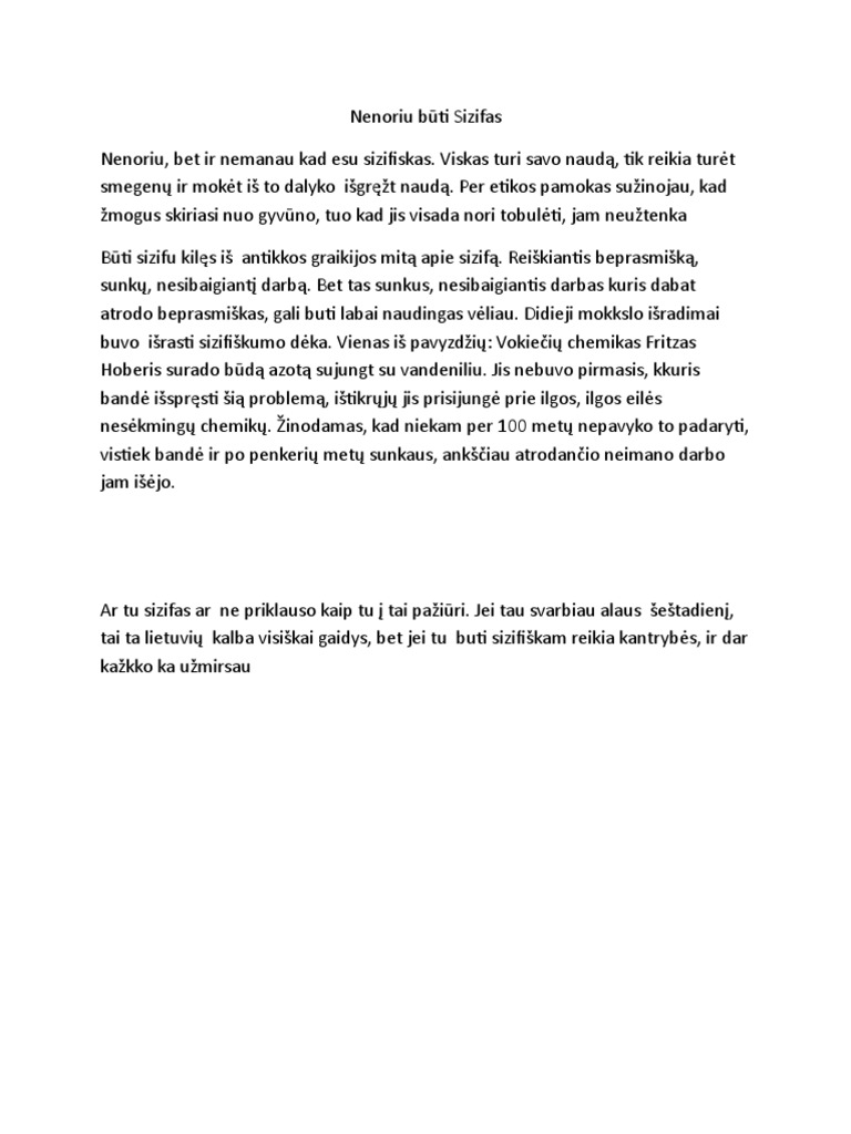 Nenoriu Buti Sizifas | PDF