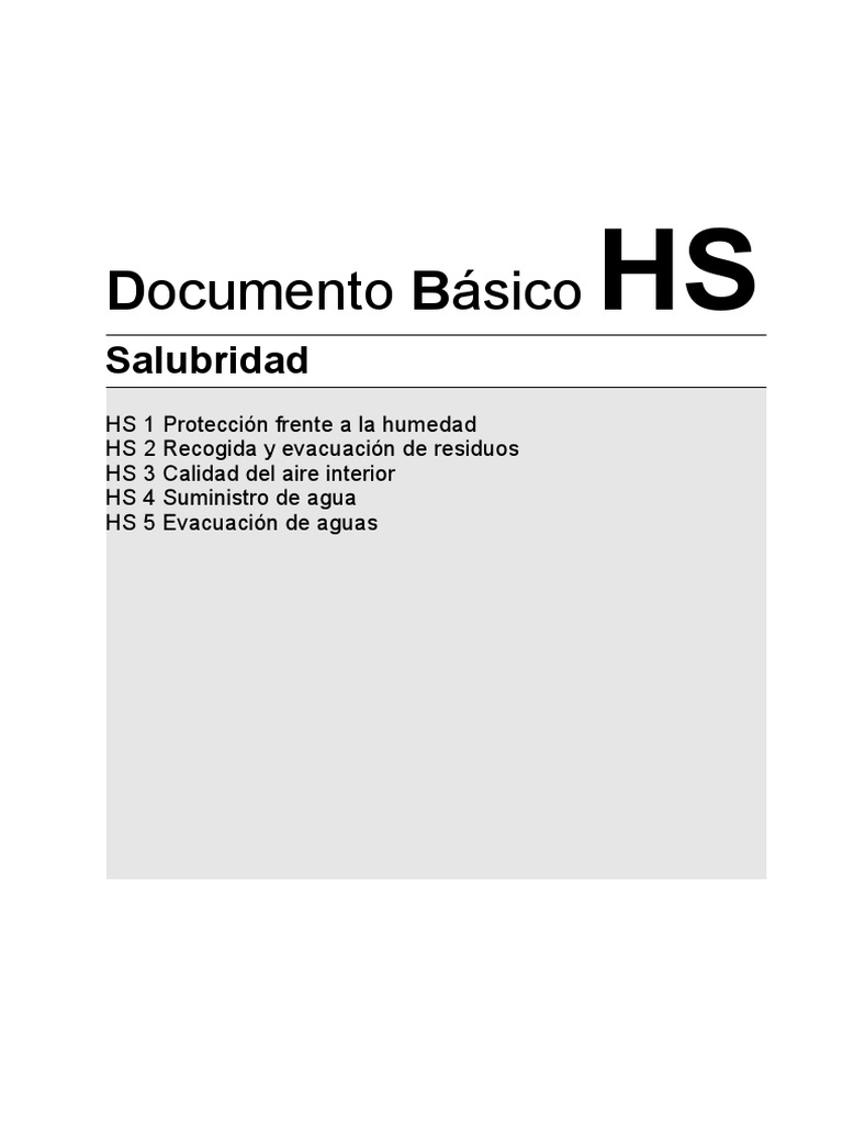 Documento Básico HS: Normas de Salubridad | PDF | Agua | Tap (Válvula)