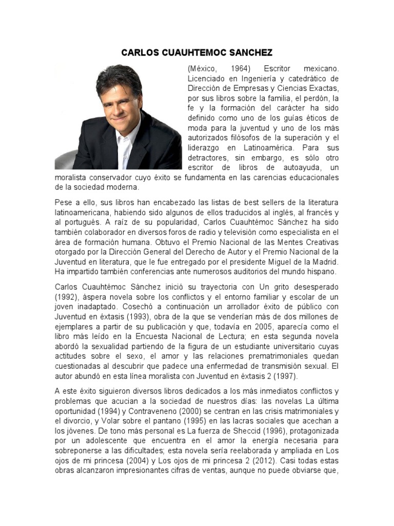 Biografía de Carlos Cuauhtémoc Sánchez | PDF | Novelas | America latina