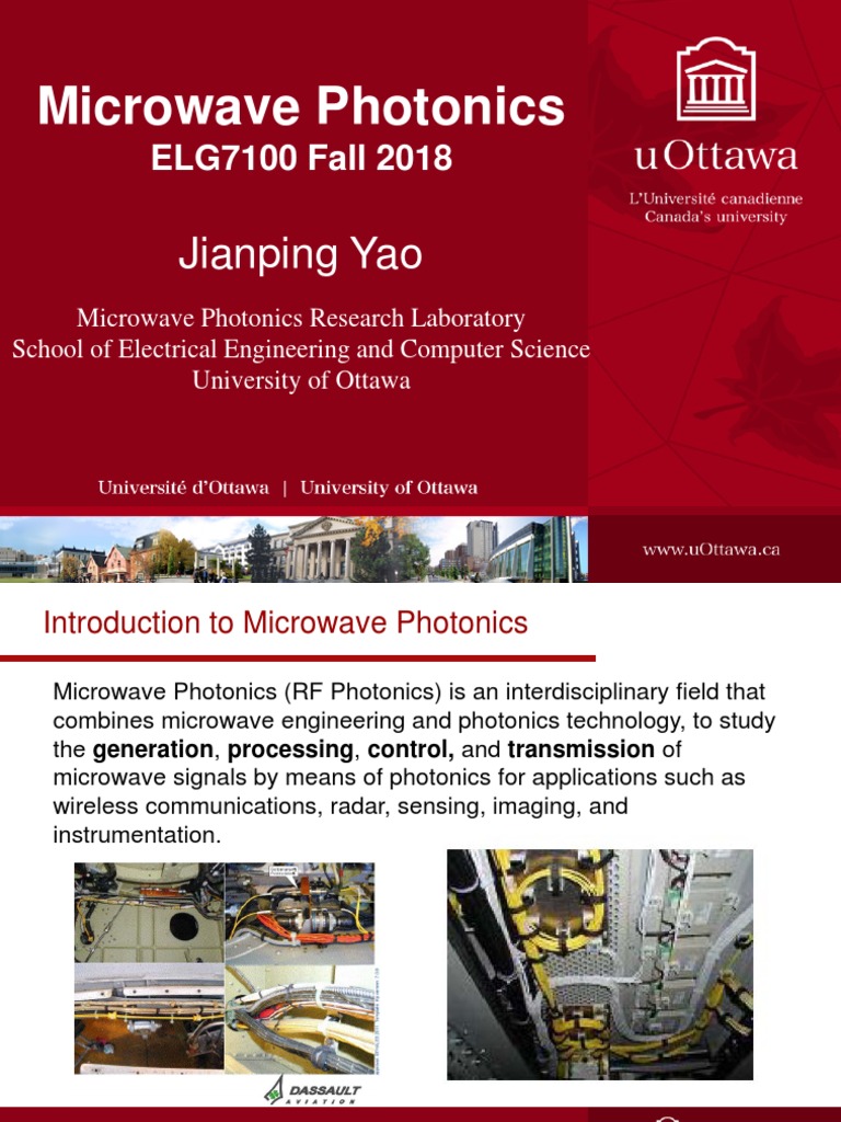 Microwave Photonics: Jianping Yao | Download Free PDF | Microwave | Photonics
