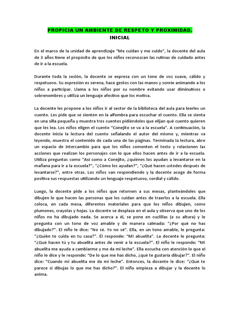 Propicia Un Ambiente de Respeto y Proximidad | PDF