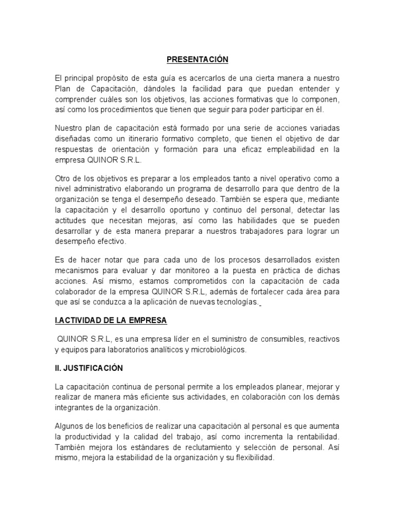 Plan de Capacitación | PDF | Aprendizaje | Business