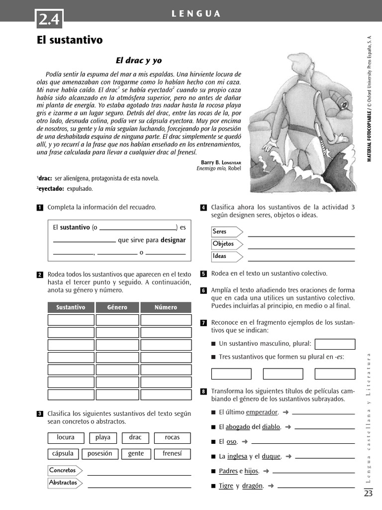 1º ESO. El Sustantivo. Oxford. Versión Breve | PDF | Sustantivo