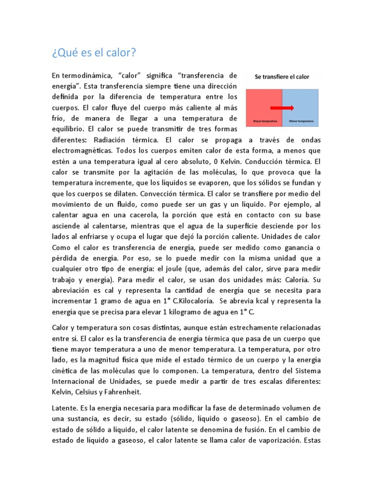 Qué Es El Calor | PDF | Temperatura | Celsius