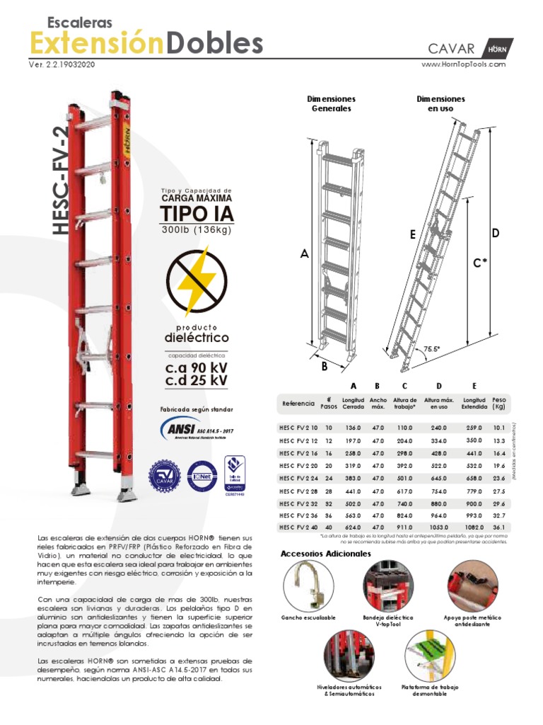 Ficha Tecnica Escaleras Extensibles | PDF | Ingeniería de Edificación ...