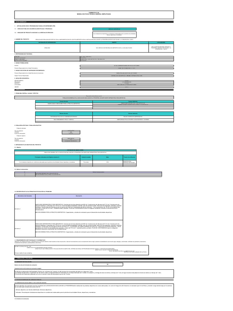Ficha Tecnica Simplificada Demetrio Pomasoncco Taya | PDF | Infraestructura | Oferta (economía)