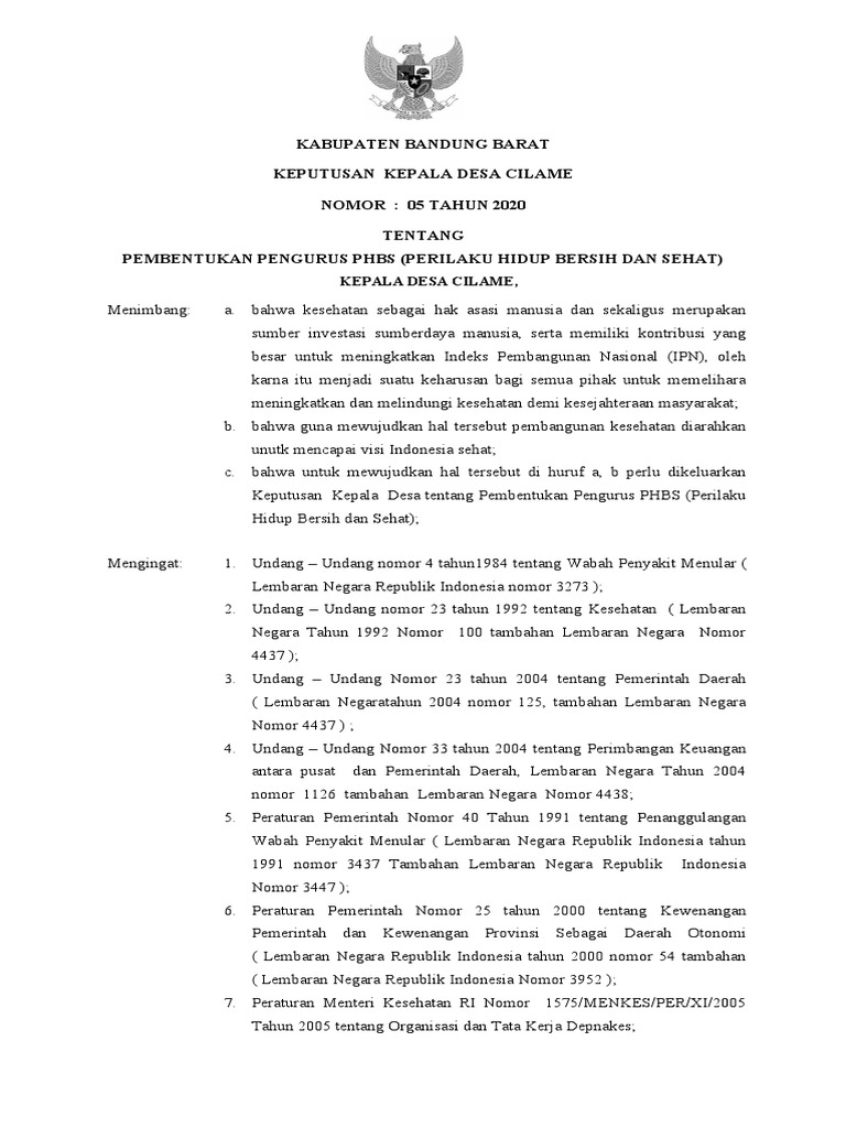 SK PHBS Cilame 2021 | PDF