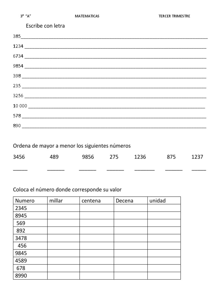 Examen de Matematicas Tercer Grado Tercer Trimestre | PDF