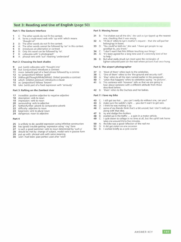FCE Practice Tests Plus 2015 - Test 3 Key | PDF
