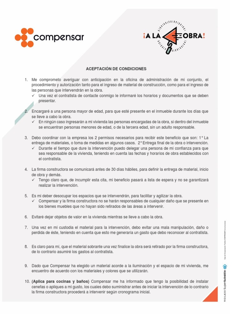 Carta Aceptación de Condiciones | PDF