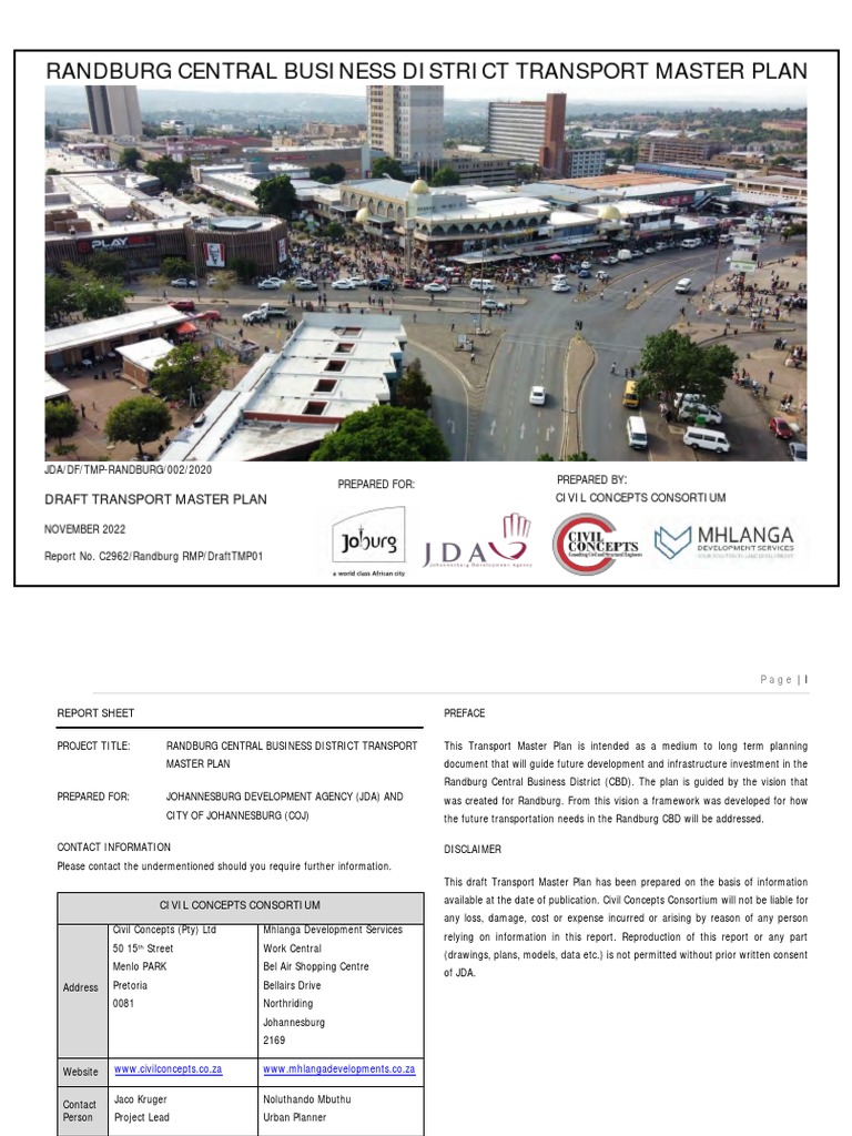 C2962 - Draft Randburg TMP - Rev4 - Public | Download Free PDF | Urban Planning | Transport