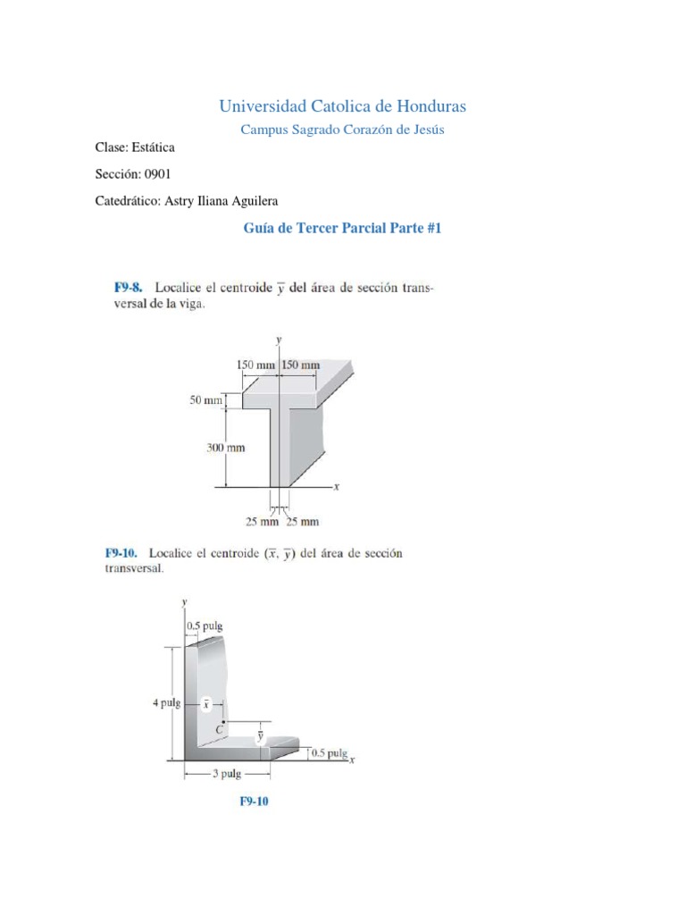 Guia de Ejercicios Parte 1 Centroides | PDF