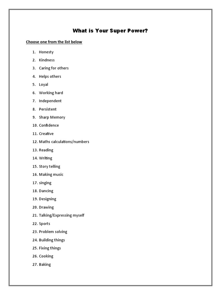 What Is Your Super Power | PDF