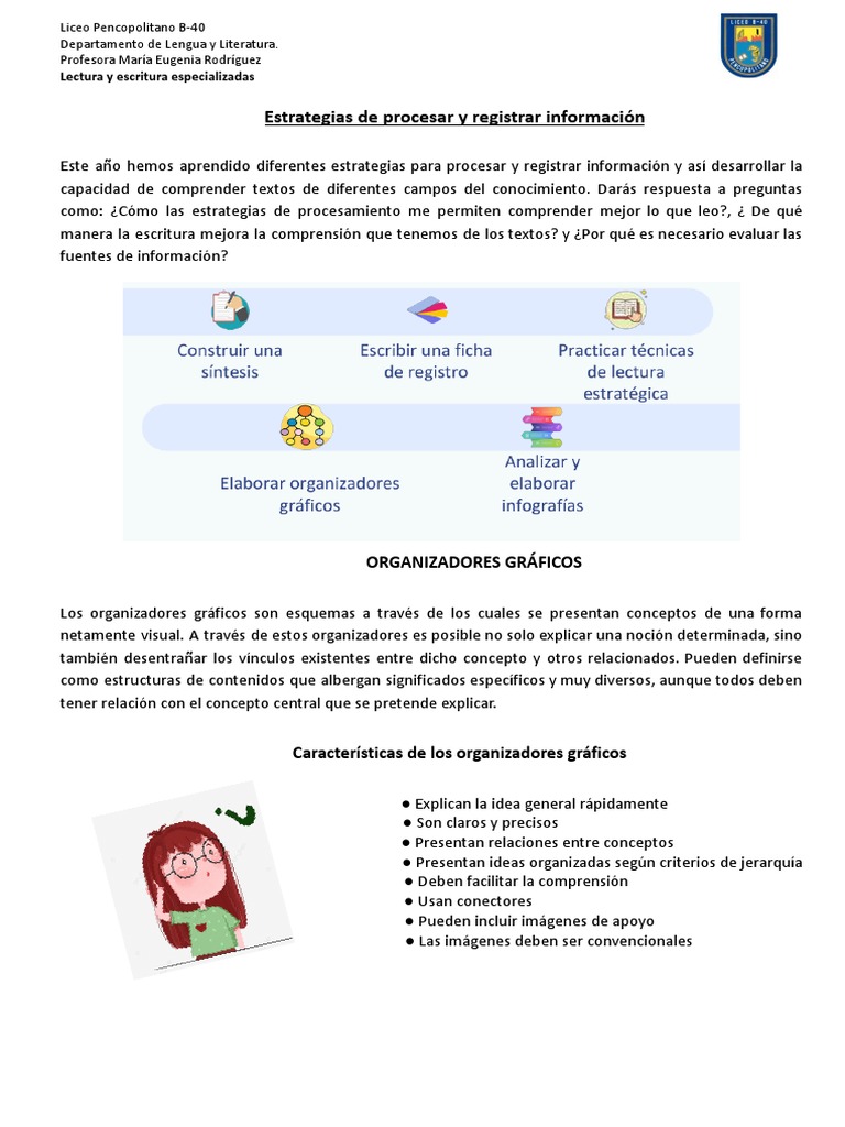 Tipos y funciones de organizadores gráficos | PDF | Comprensión ...