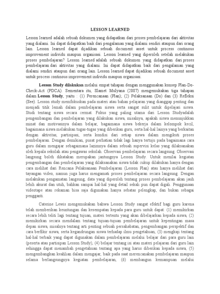 Lesson Learned | PDF