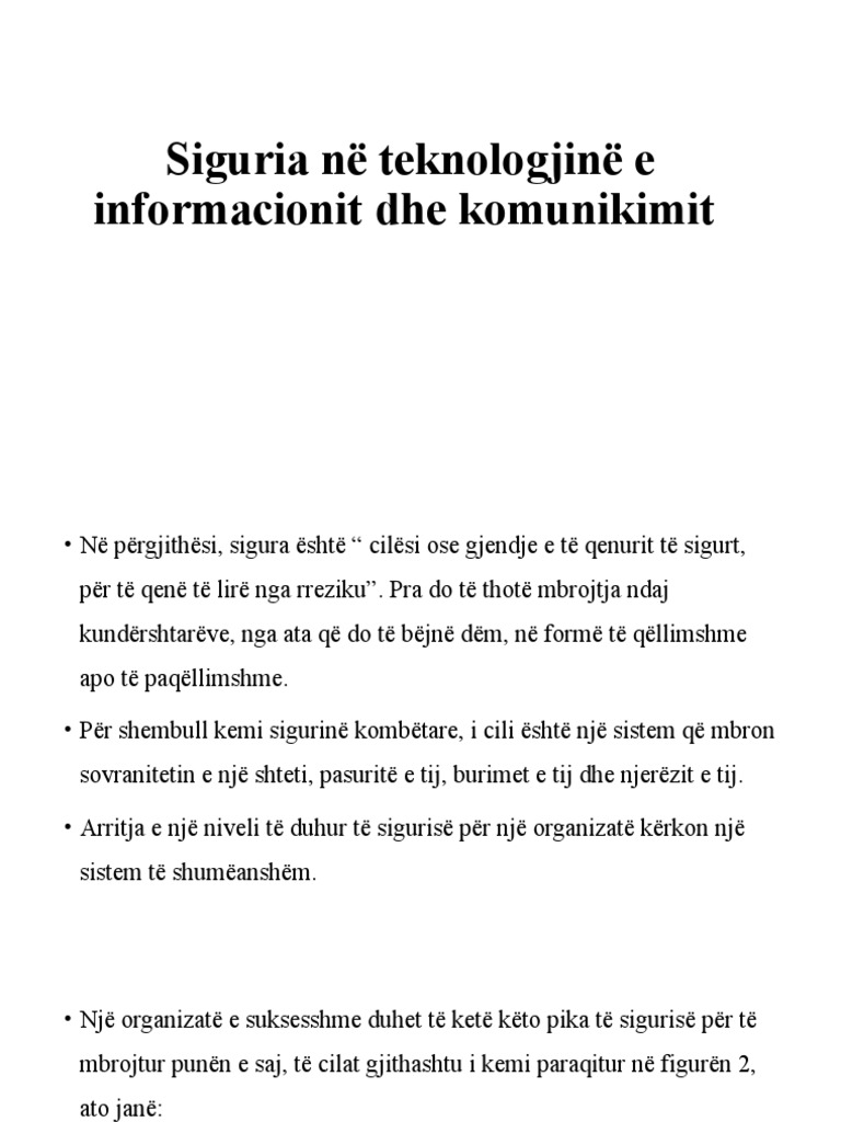 Siguria Në Teknologjinë e Informacionit Dhe Komunikimit | PDF