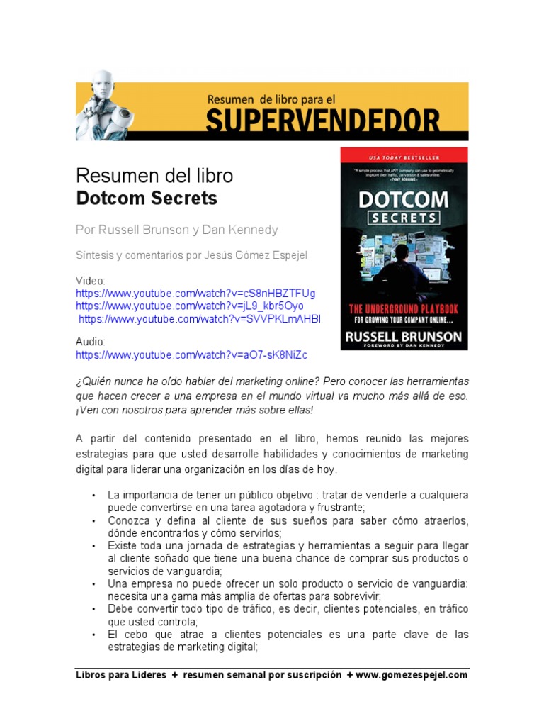 11 A Resumen Del Libro Dotcom Secrets | PDF | Marketing | Cliente
