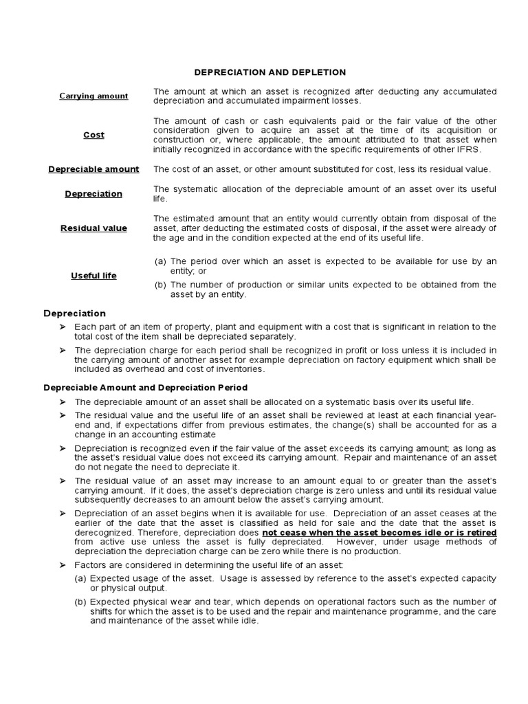 Depreciation Depletion Notes | PDF | Depreciation | Money