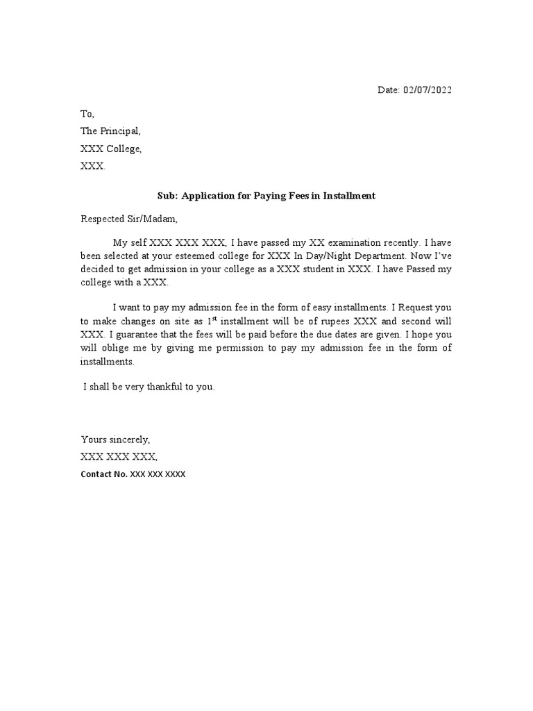 Fees Instalment Letter | PDF