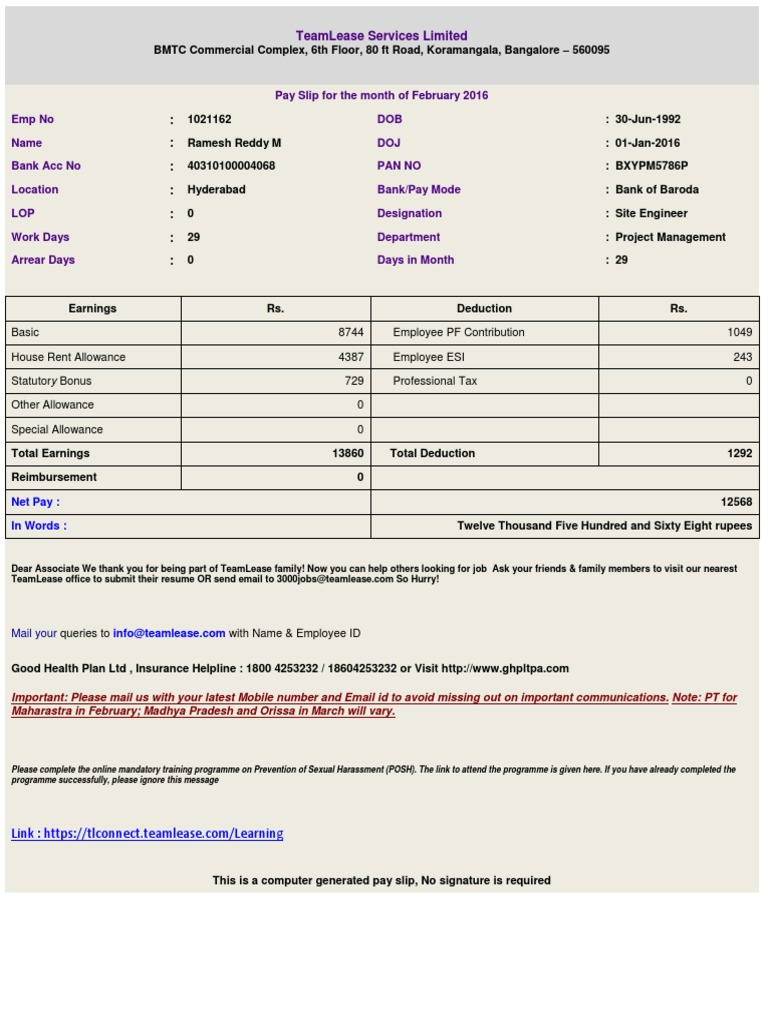 February 2016 PaySlip | PDF | Government Finances | Taxes