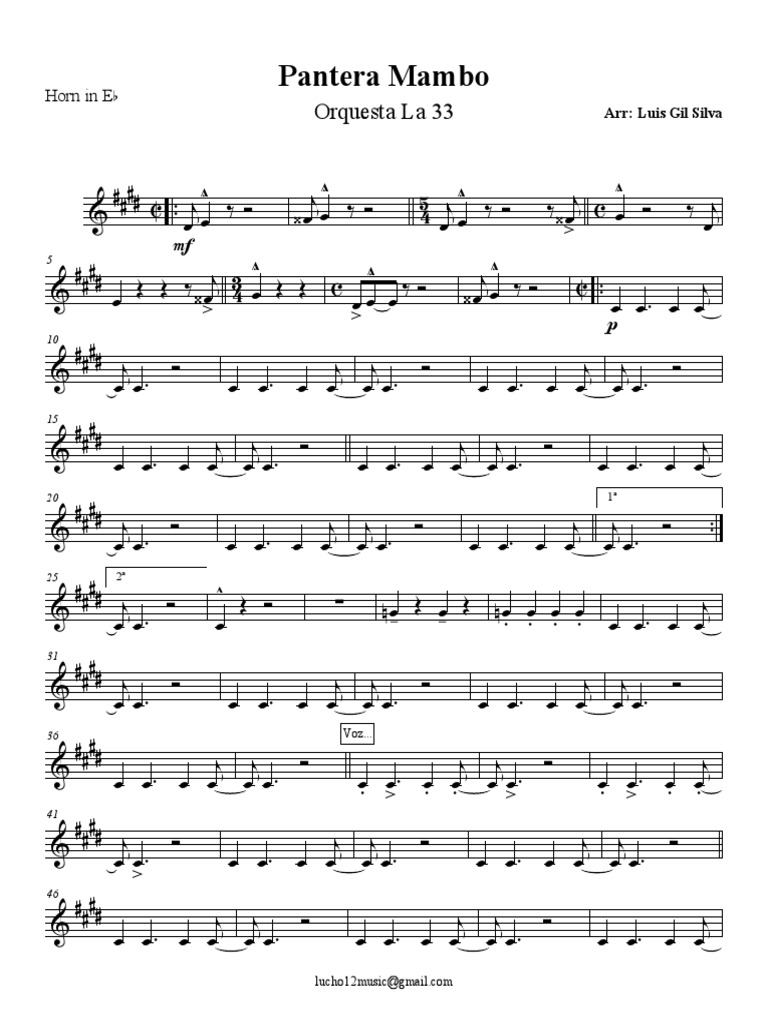 Pantera Mambo Luis Gil Silva - Horn in Eb | PDF