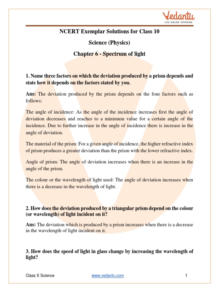 Class 10 Physics: Light Spectrum Insights | PDF | Electromagnetic ...