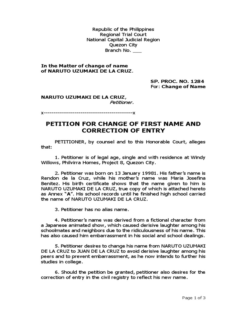 Petition for Name Change in Quezon City | PDF | Affidavit | Legal Procedure