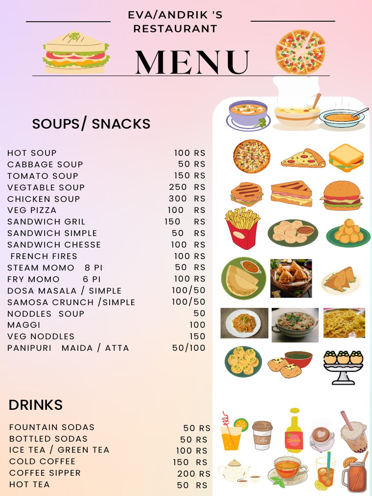 Gradient Modern Lunch Food Menu | PDF | Drink | Juice