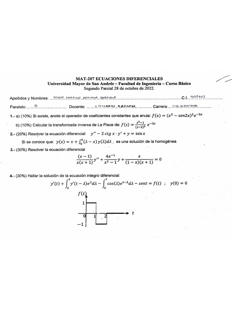 Mat 207 2o Parcial Soluciones | PDF