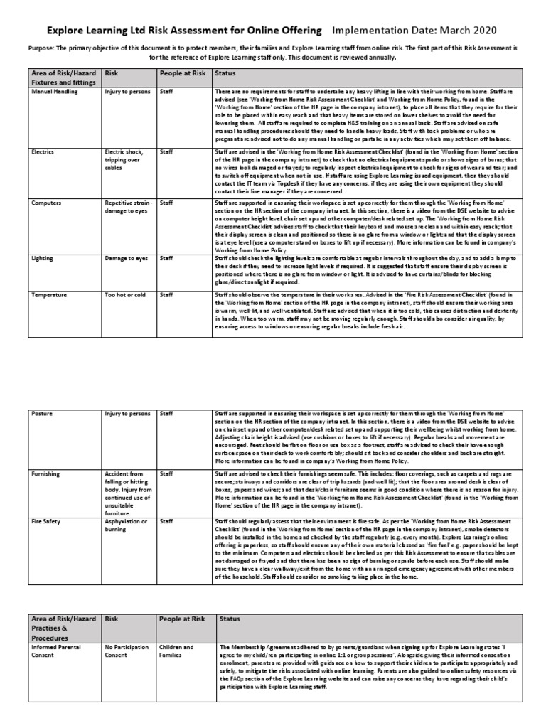 Working From Home Risk Assessment 2 | PDF | Violence | Informed Consent