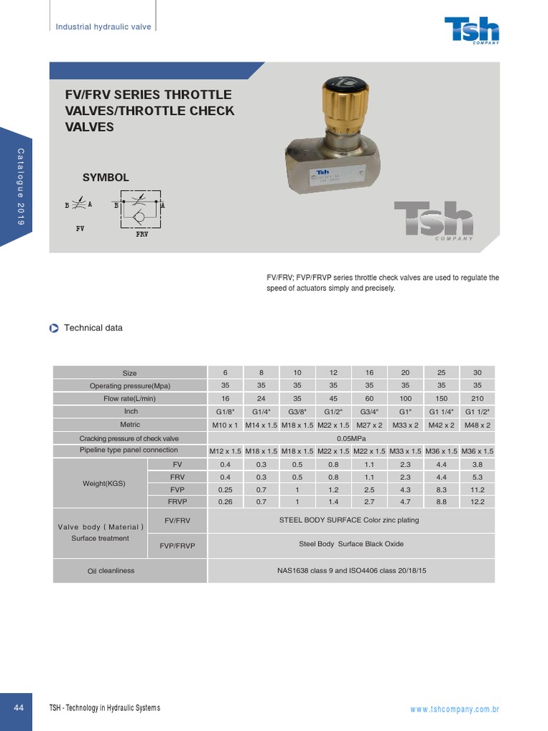 FV/FRV Series Throttle Valves/Throttle Check Valves: Symbol | Download ...