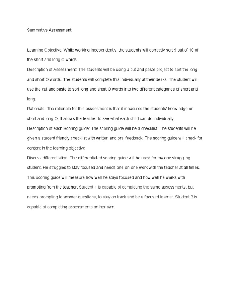 Summative Assessment e Portfolio | PDF