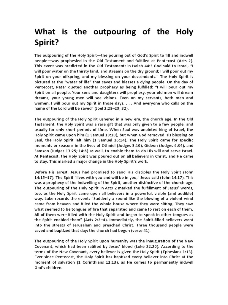 Understanding the Outpouring of the Spirit | PDF | Baptism With The ...