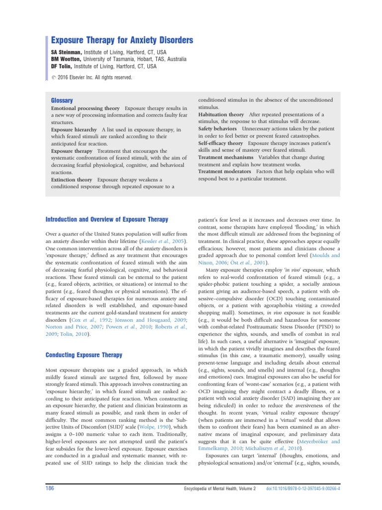 Exposure Therapy for Anxiety Disorders | PDF | Anxiety Disorder ...