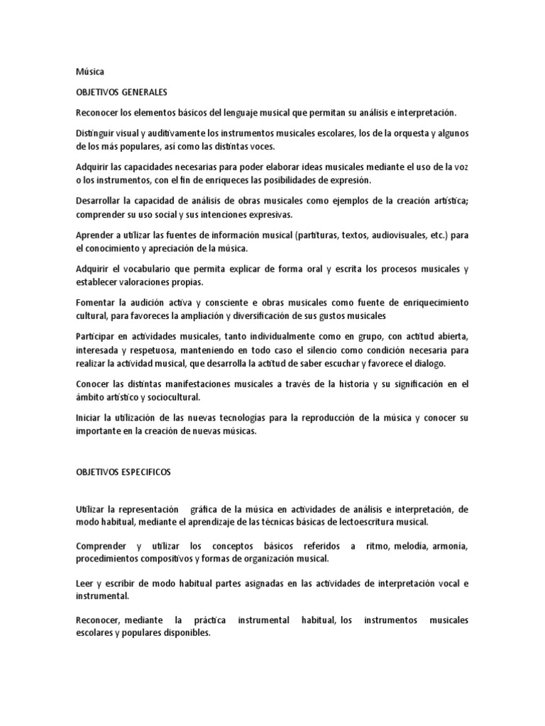 Objetivos de la Educación Musical | PDF | Ritmo | Partituras